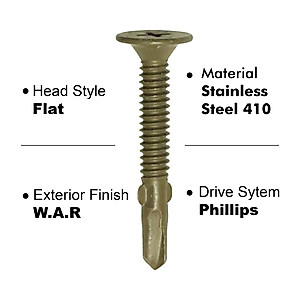U-Turn Fasteners Wood to Metal Screws - #10-24 x 1-7/16" Reamer Tek Torx/Star Head Self-Drilling Wood to Metal Screws, Tek Screws for Attaching Wood to Metal with Wings | (Pack of 500)