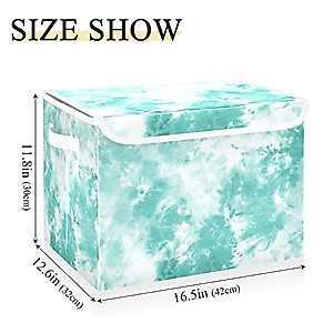 innewgogo Tie Dye Teal Storage Bins with Lids for Organizing Storage Bin with Handles Oxford Cloth Storage Cube Box for Toys