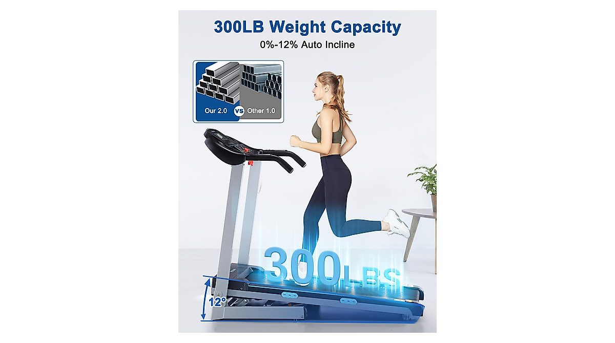 BORGUSI Treadmill with 12% Auto Incline and Bluetooth | Home Running ...