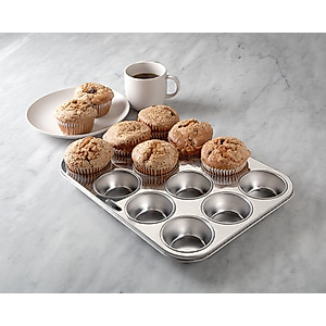 Fox Run 12-Cup Muffin and Cupcake Baking Pan, 10.5 x 13.75 x 1.25 inches, Silver