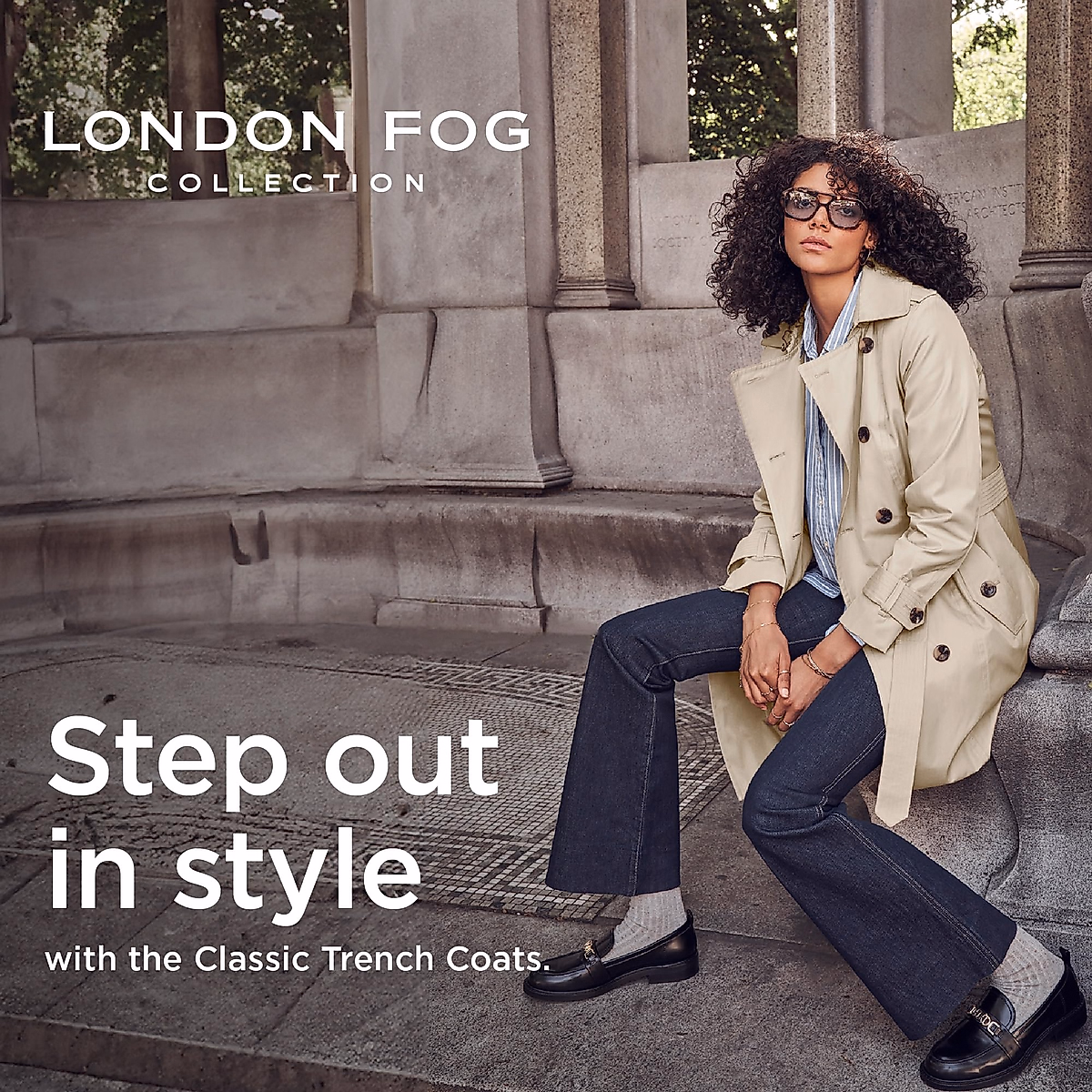 London Fog Women's Double-Breasted 3/4 Length Belted Trench Coat, Stone, L Large