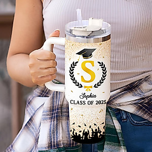 Hyturtle Personalized Graduation Tumbler Class Of 2025 - Graduation Gifts For Her - Best Congrats Grad Gifts For College High School Masters Degree - Custom Tumbler 40oz Stainless Steel Coffee Cup