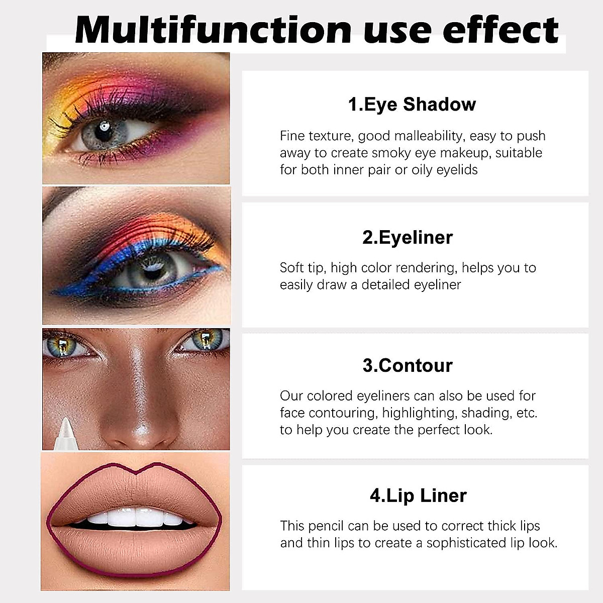 KARNAR 6Pcs Deep Sea Blue Green Colored Shimmer Glitter Gel Eyeliner Pencil Pen Set, Shimmer Metallic Glitter Eye Liner Shadow Pencils colorful Kit delineadores de colores para ojos D2