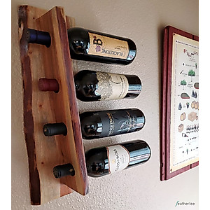 Featherlee - Natural Live Edge Wall Mount Wine Rack for 4 Bottles