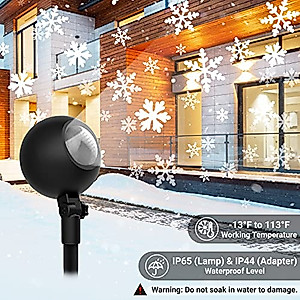 Christmas Projector Lights Outdoor, Indoor Decorations Snowflake Projection Lights LED Snowfall Show Spotlight Waterproof Landscape Lighting for Xmas Holiday Party Wedding Garden Patio