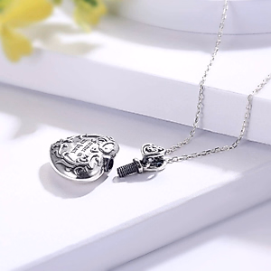 MANBU Sterling Silver Cremation Jewelry for Ashes: Urn Necklace Memorial Ash Pendant Bereavement Keepsake Gifts for Loss of a Loved One (heart urn necklace)