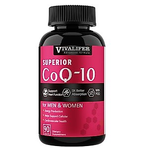 VIVALIFER CoQ10 300mg - High Potency Coenzyme Q10 Supplement for Antioxidant, Energy Production & Heart Function - 90 Softgels