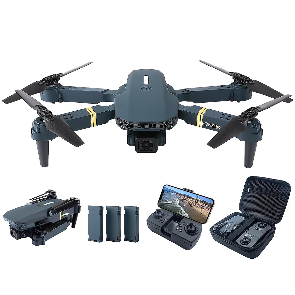 Super Endurance Foldable Drone with Camera for Beginners– 60+ min Flight Time, WiFi FPV Quadcopter with 120°Wide-Angle 1080P HD Camera, Optical Flow Positioning, Follow Me, Dual Cameras(3 Batteries)