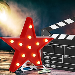 Movie Theater Decor Movie Film Clap Board Movie Clapper Board Accessory and Marquee Light LED Star Sign Movie Props for Movie Night Decorations Party Supplies