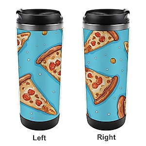 RTFGHJS 13oz Vacuum Insulated Stainless Steel Tumbler with Leakproof Lid Light Blue Pizza Slice 304 Stainless Steel Travel Mug Wide Mouth Coffee Cup for Hot & Cold Drinks (380ml)