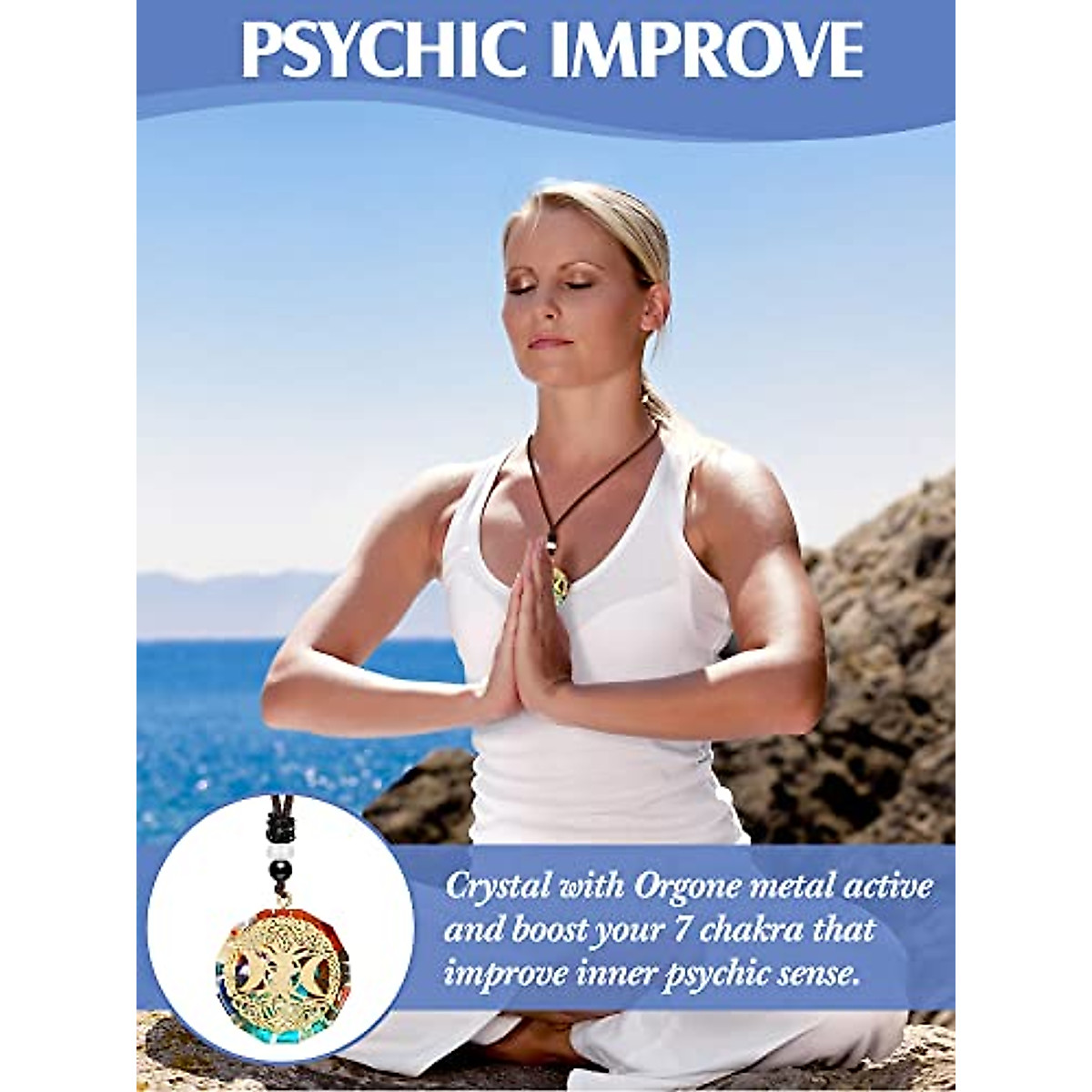 Batiyeer 10 Pieces Chakra Necklace Orgonite Necklace Crystal Pendant Necklace Spiral Chakra Healing Energy Necklace Adjustable Reversible Pendant for Women Men,1.4 Inches (Novelty)