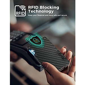 TIGERSTONE Slim Wallet For Men, Minimalist Wallet, Metal RFID Blocking, Credit Card Holder, Holds 12 Card, Aluminum Wallet With Money Clip, Gifts for Men & Women (Carbon)