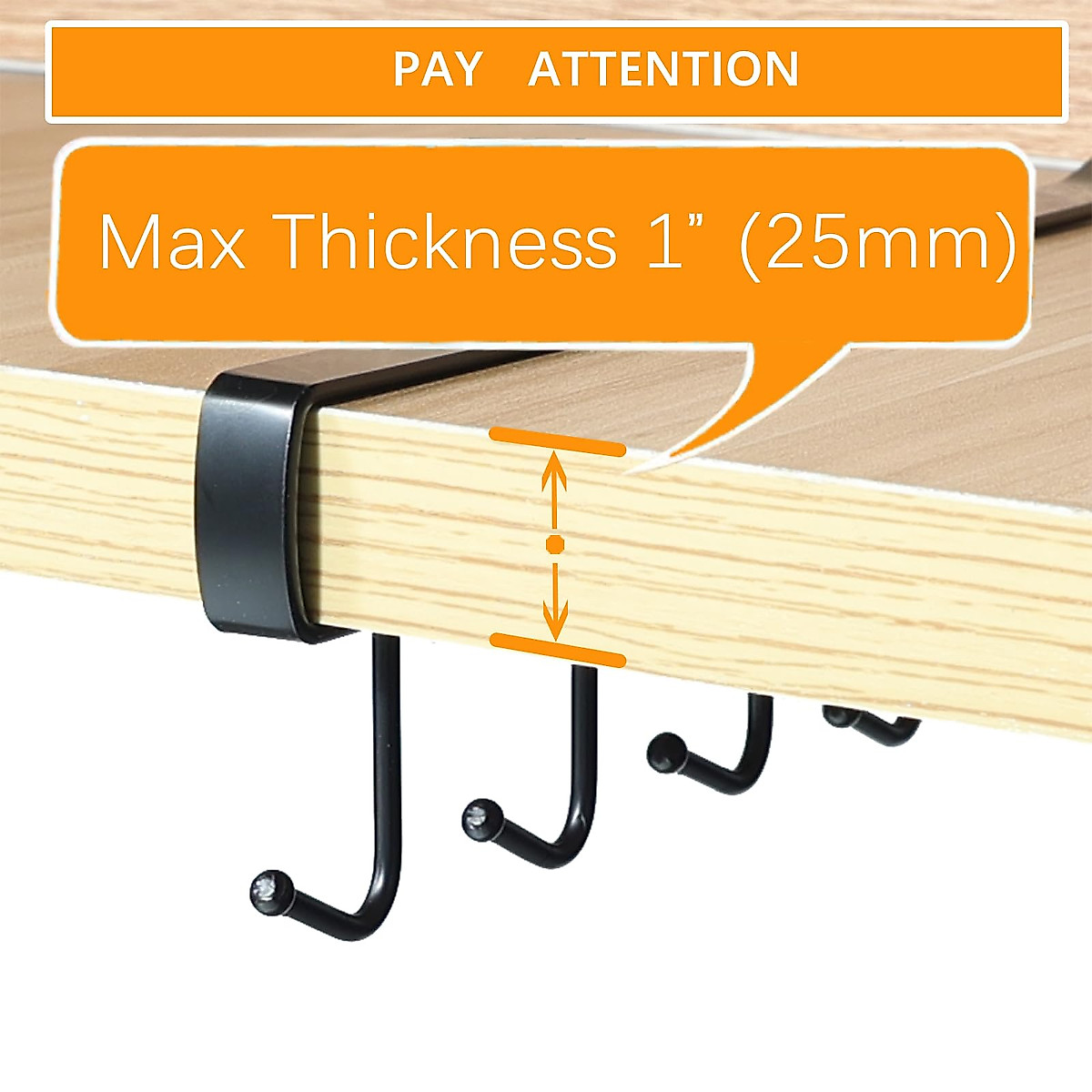 Art Secret 6-Hook Under Cabinet Mug Hanger (a- 3pcs White)