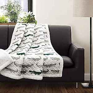 Lush Decor Lush Décor Alligator Sherpa Throw, 60" x 50", Gray/Green