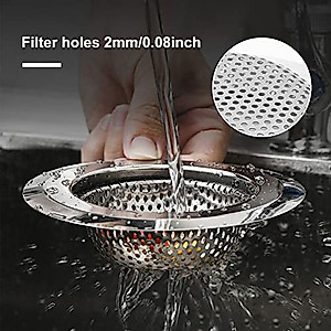 4 Pcs Kitchen Sink Strainer, SZUAH Stainless Steel Drain Filter Strainer with Large Wide Rim 4.5" Diameter Perfect for Most Kitchen Sinks