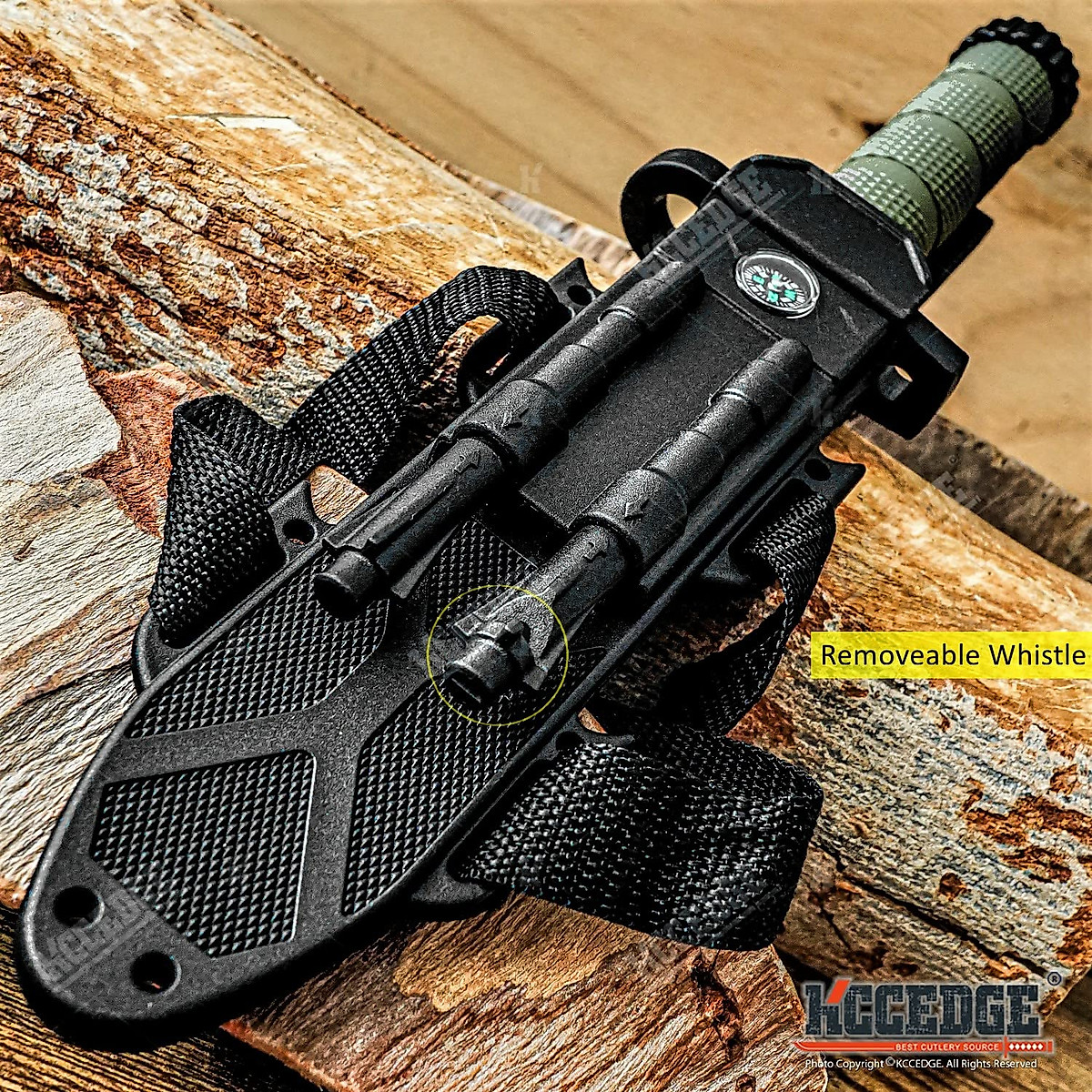 Tactical Knife Hunting Knife Survival Knife 13.75" Fixed Blade Knife With Combat Blade Camping Accessories Camping Gear Survival Kit Survival Gear Tactical Gear 79408 (Olive Green)