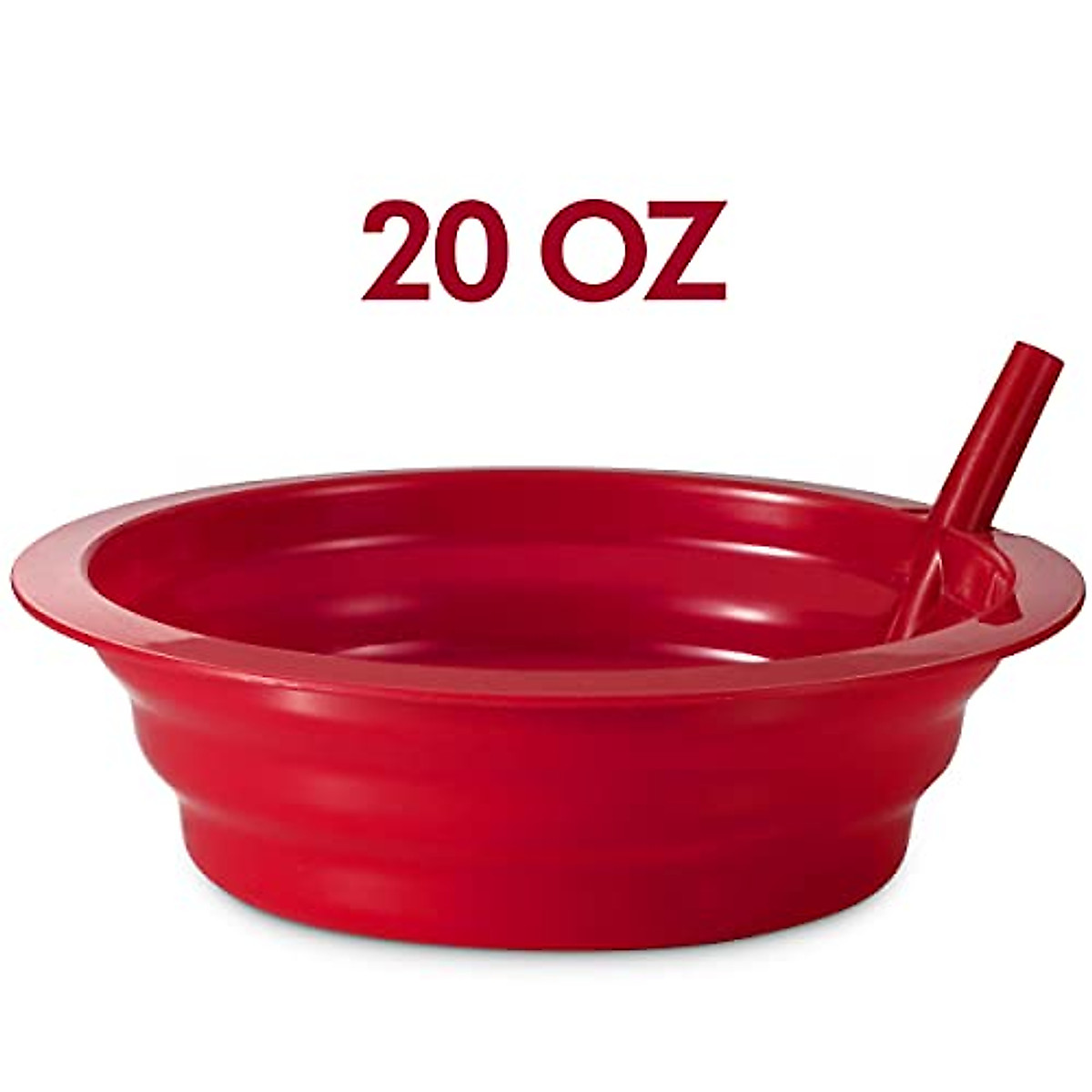 Cereal Bowls with Straws for Kids - (Set of 6 - 20-Ounce Bowls) BPA-Free Plastic Reusable Bowls with Built-In Straws for Children & Toddlers, Dishwasher and Microwave Safe, Includes 3 Cleaning Brushes