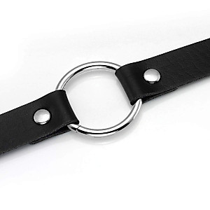 Eigso O-Ring Punk Choker Fashion Vintage Goth Style Collar Necklace Hoop Classical for Women (Black)