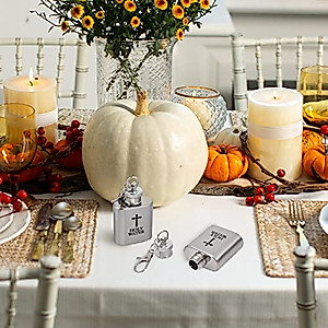 RONRONS 4 Pieces Metal Holy Water Bottles with Keychain, 100ml Empty Refillable Catholic Christian Holy Water Container with Black Cross, Easter Party Favor Church Thanksgiving Day Decorative Bottle