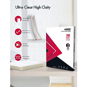 SINOPUREN Thermal Laminating Pouches, 3mil Laminating Sheets, 8.9x11.4 Inches, 100pack, Letter Size, HeatSeal, Clear