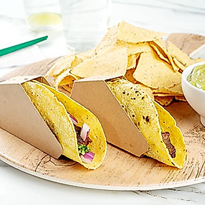 Restaurantware Bio Tek Kraft Paper Small Taco Holder - Greaseproof - 4" x 1 1/4" x 2 1/4" - 200 count box