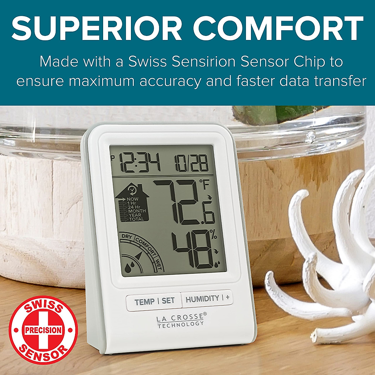 La Crosse Technology 302-1409-BW-W-INT Data Logger Indoor Comfort Meter, White