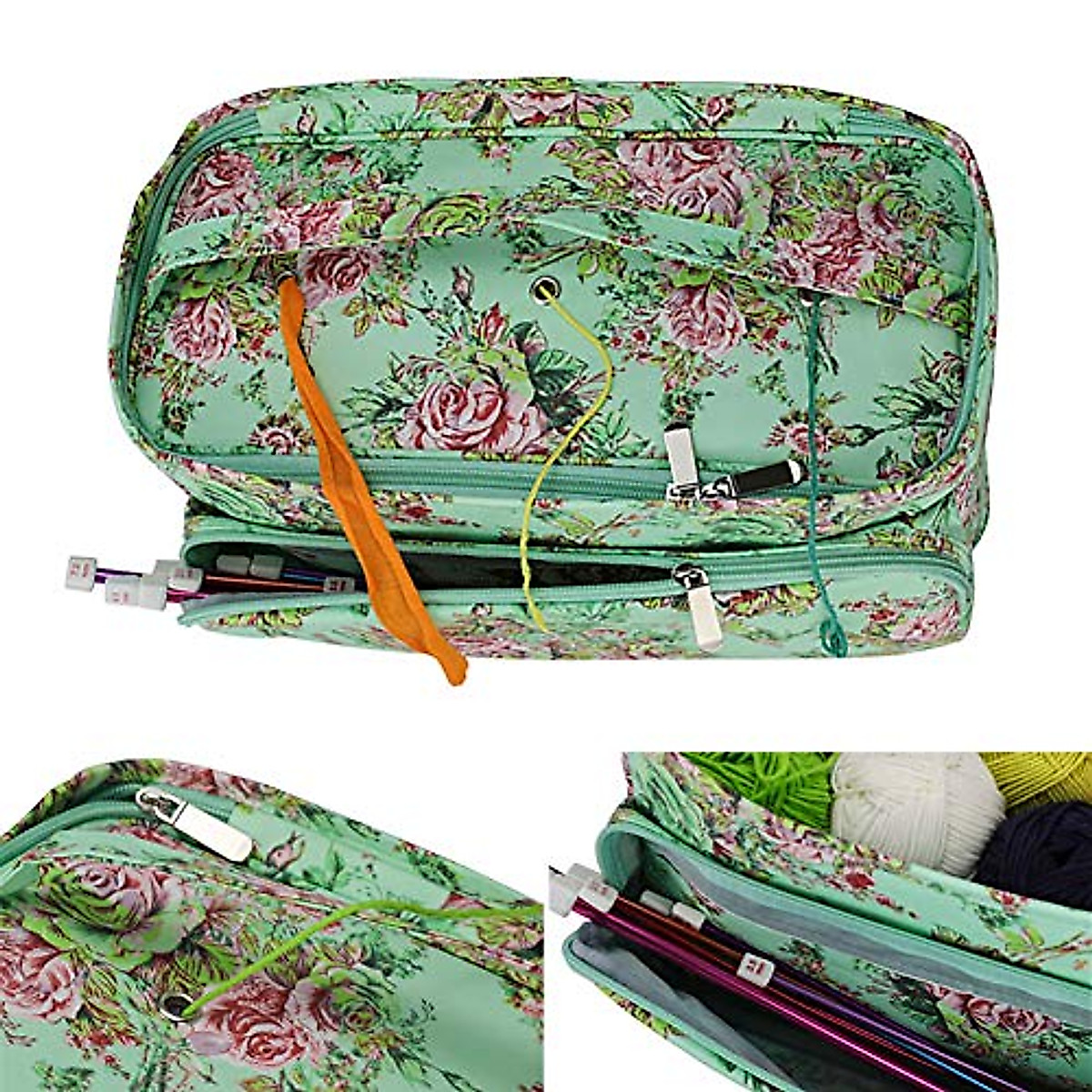 Portable Travel Use Knitting Yarn Storage Tote Bag Crocheting Needle Hooks Pouch Organizer