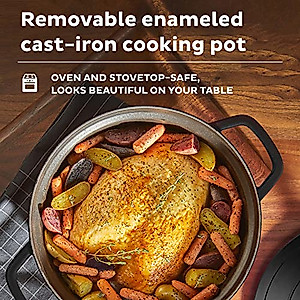 Instant Electric Round Dutch Oven, 6-Quart 1500W, From the Makers of Instant Pot, 5-in-1: Braise, Slow Cook, Sear/Sauté, Cooking Pan, Food Warmer, Enameled Cast Iron, Included Recipe Book, Black