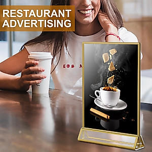 SAREAL 6 Pack Gold Picture Frames Double Sided, 4X6 inch Clear Easel Table Stands for Signs, Acrylic Gold Table Number Holders, Gold Frames for Wedding Table Numbers, Menu Holder, Gold Photo Frame