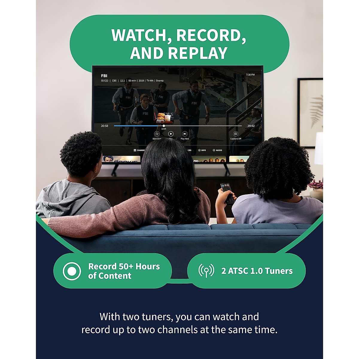 Tablo 4th Gen 2-Tuner Over-The-Air (OTA) DVR + 35-Mile Indoor TV Antenna - Watch, Pause & Record Live TV, News, Sports & Movies Throughout Your Home Over Wi-Fi - 50+ Hrs Recording - No Subscriptions