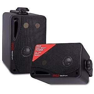 Pyle Outdoor Waterproof Wireless Bluetooth Speaker - 3.5 Inch Pair 3-Way Active Passive Weatherproof Wall, Ceiling Mount Dual Speakers System w/Heavy Duty Grill, Patio, Indoor Use PDWR42BBT (Black)