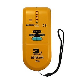 ALLOSUN TS73 3 in 1 LED Wood Stud FinderMulti Stud ScannerElectronic Stud Sensor Wire Cable Wall Metal Detector Finder Home Decoration, yellow