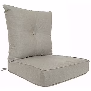 RULU Patio Cushion Outdoor/Indoor Sunbrella, Seat 22x22x6 inch + Back 23x23x7 inch, 2 Piece Set, Cast Ash