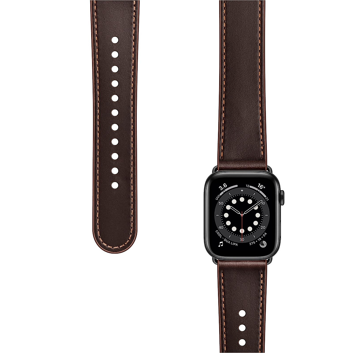 OUHENG Compatible with Apple Watch Band 49mm 45mm 44mm 42mm 41mm 40mm 38mm, Genuine Leather Bands Strap for iWatch Ultra 2/1 SE2 SE Series 9 8 7 6 5 4 3 2 1 (Dark Brown/Black, 49mm 45mm 44mm 42mm)