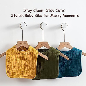 HBselect Muslin Baby Bibs 10 Pack,Unisex Baby Bibs with Bandana Drool Bibs Cotton, 10 Solid Colors Set for Feeding, Teething, Drooling