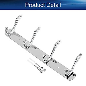 Yinpecly 350mm(13.78-inch) Metal Coat Hook Wall Mounted Multi-Function Decorative Hook, 4 Phoenix Tail with Bead Style Hooks, Silver Tone 1Pcs