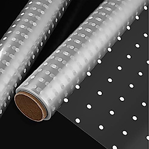 STOBOK 2 Rolls Cellophane Wrap Roll | White Polk Dot Gift Wrappings Paper Width 15.7 inches Length 100Ft 2.5 Mil Thick,Packing Paper for Flowers,Baskets,Food