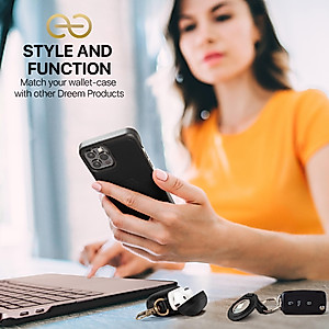 Dreem Fibonacci iPhone 15 Pro Max Wallet case / 2-in-1 Shockproof case and Detachable Vegan Leather Folio, MagSafe Compatible, RFID Protection [Black]