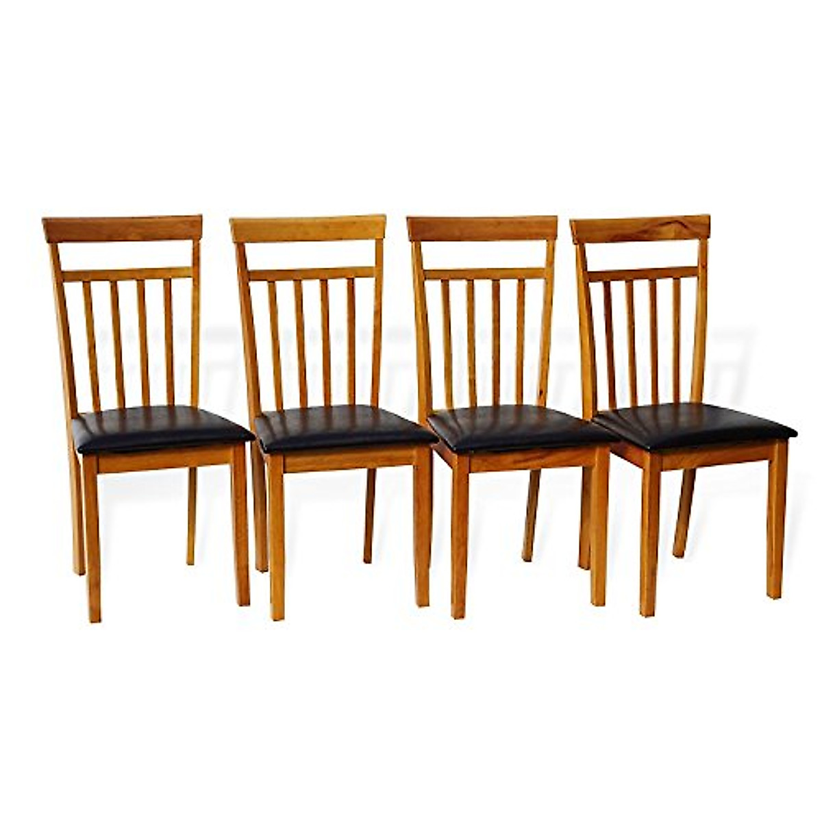 Set of 4 Dining Kitchen Side Chairs Warm Solid Wooden in Maple Finish Padded Seat