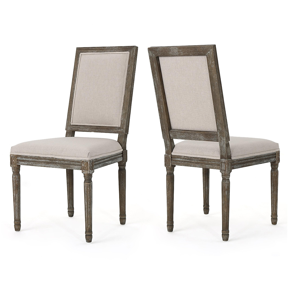 Christopher Knight Home Ledger Traditional Fabric Dining Chairs, 2-Pcs Set, Wheat / Dark Brown
