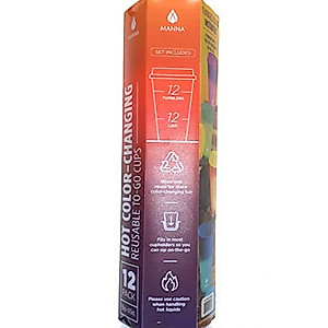 Manna Plastic Hot Color Changing To-Go Cups, 12-pack, 16 ounces