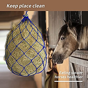 RideFound Durable Slow Feed Hay Net for Horses 40” Length with Strong 4x4” Holes Nylon Rope Hanging Suitable for Trailer and Stall, Slow Feeding Reduce Waste
