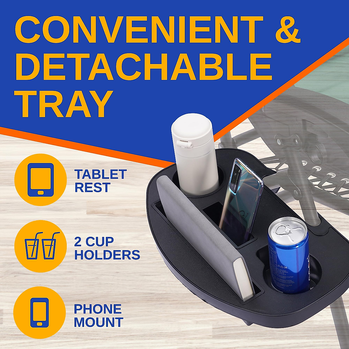 SereneLife Padded Zero Gravity Lounge Chair - Reclining Patio Chairs - Outdoor Lounge Chairs with Detachable Cup Holder Tray - Folding Recliner Chair with Removable Pillows - 1, Green and Black