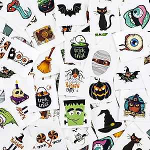 Grehge eces Halloween Temporary Tattoos Stickers 6 Sheets Halloween Themed Tattoos Body Sticker 24 Styles Halloween Party Waterproof Stickers for Halloween Party Favor Decor