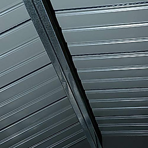 9'X6' Garden Tools Storage Shed Lawn Care Equipment Bicycles Pool Supplies Storage Patio Yard Backyard Use Sloped Roof Design 2 Sliding Door 4 Ventilation Window Galvanized Steel Frame Construction