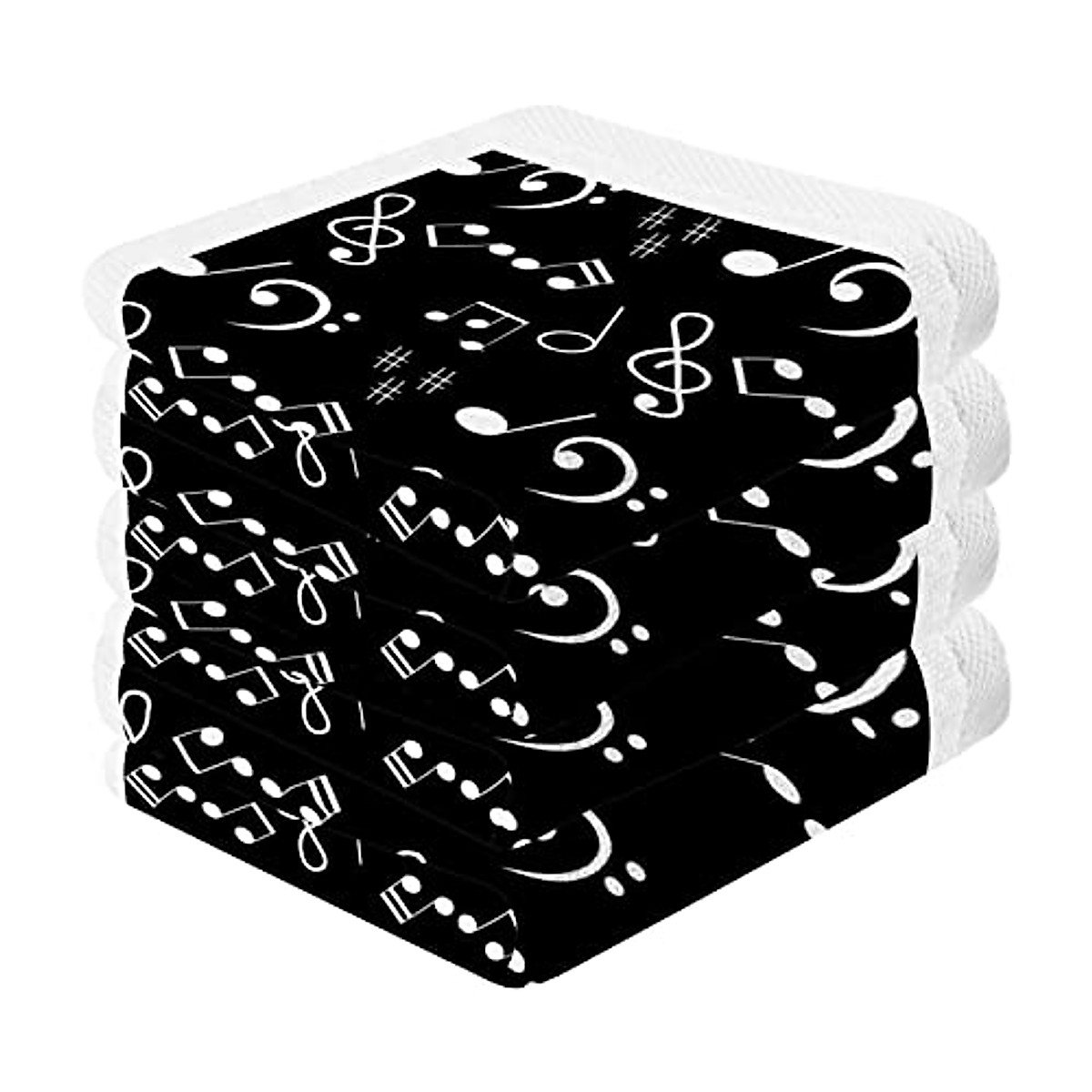 MAOBLYR Music Black Pure Cotton Washcloths 2 Pack,Soft Fingertip Towel Absorbent Hand Towels Face Towels for Bathroom,Hotel,Gym and Spa