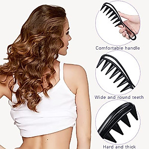6 Pieces Wide Tooth Comb Black Salon Shower Comb Flexible Styling Comb Teasing Dentangler Comb Wide Spacing Teeth Comb Detangling Shampoo Comb for Long, Thick, Curly, Wet, Dry and Most Hair Types