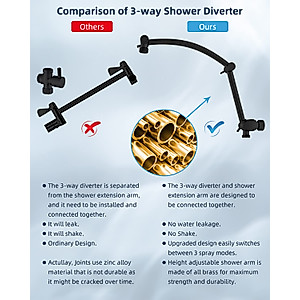 Hibbent Thickness 10'' Rain Shower Head, High Pressure Handheld Spray, Showerhead Combo with 16'' Adjustable Arc Shower Extension Arm, 7 Settings, 71'' Hose, Adhesive Shower Holder, Oil-Rubbed Bronze