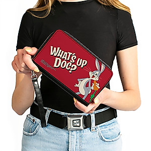 Buckle-Down Women's PU Zip Around Wallet Rectangle-Bugs Bunny, 7.5"x4.5"