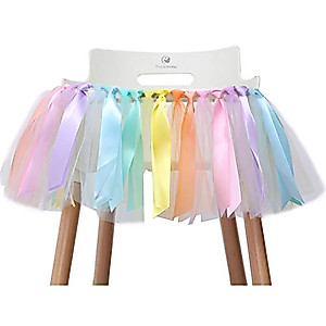 Pastel Rainbow High Chair Banner for 1st Birthday - Party Supplies for Highchair Tutu Skirt, First Birthday with One Pennant,Rainbow Birthday Decorations for Girls (Rainbow Banner)
